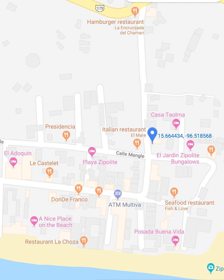map of artisan shop zipolite beach oaxaca - Brooklyn Tropicali